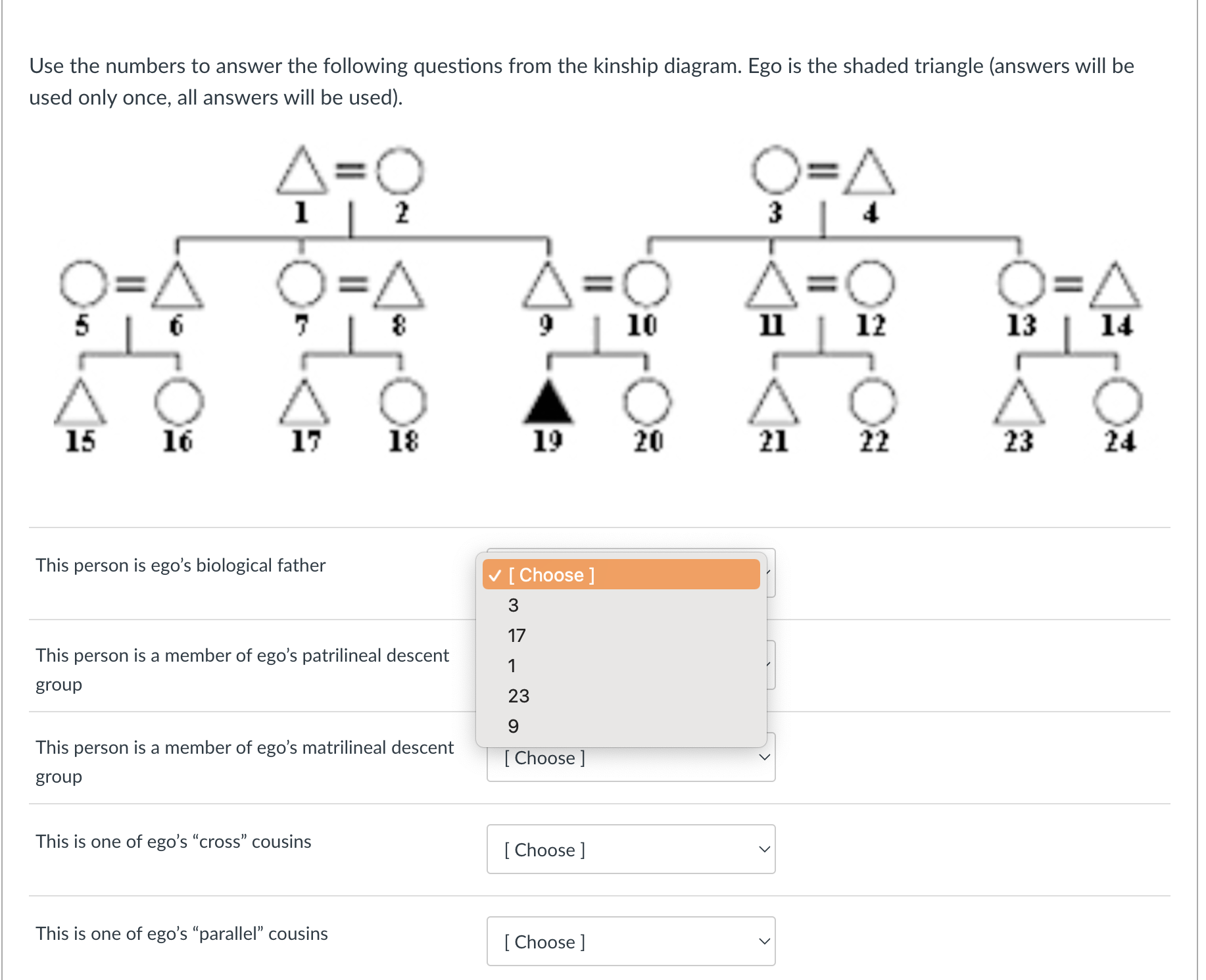 Solved Use the numbers to answer the following questions | Chegg.com