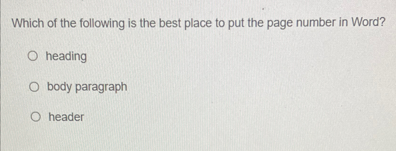 Solved Which of the following is the best place to put the | Chegg.com