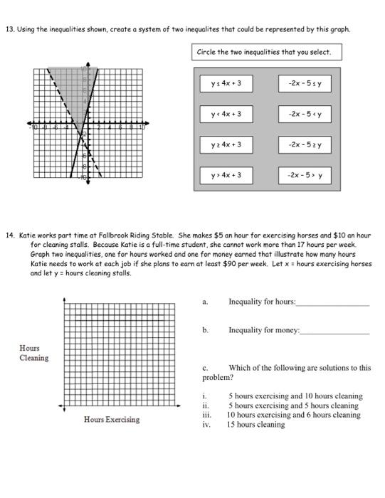 Solved 13. Using the inequalities shown, create a system of | Chegg.com