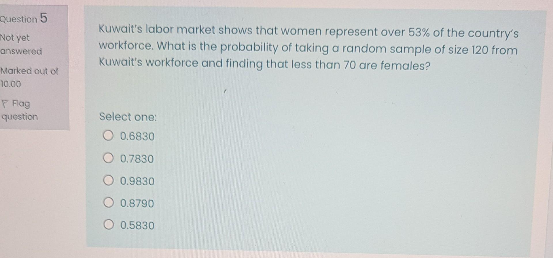 Solved workforce. What is the probability of taking a random | Chegg.com