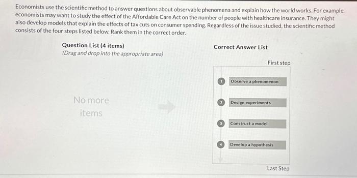 Solved Economists use the scientific method to answer | Chegg.com