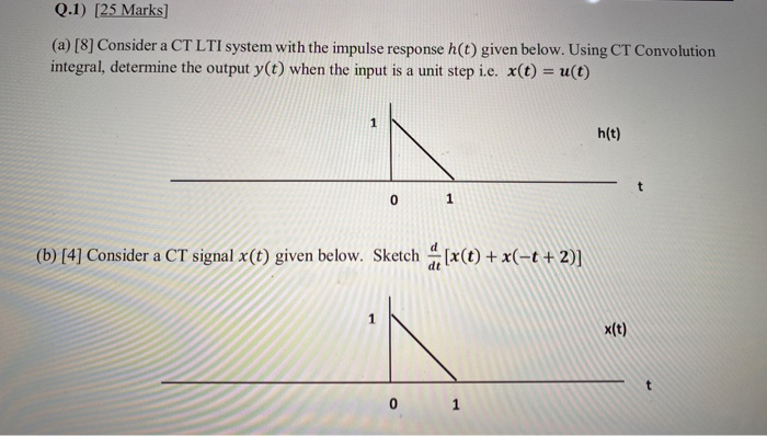 Solved Q.1) (25 Marks) (a) [8] Consider a CT LTI system with | Chegg.com