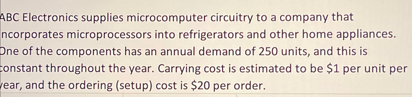 Solved ABC Electronics supplies microcomputer circuitry to a | Chegg.com