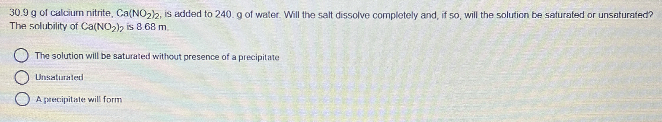 Solved 30.9 ﻿g of calcium nitrite, Ca(NO2)2, ﻿is added to | Chegg.com