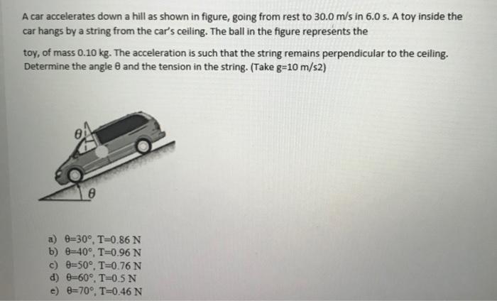 Solved A car accelerates down a hill as shown in figure, | Chegg.com