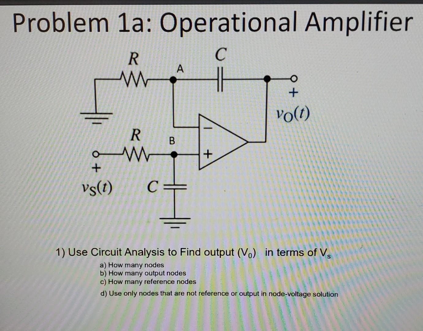 Solved Problem 1a: Operational AmplifierProblem 1b: OP AMP | Chegg.com