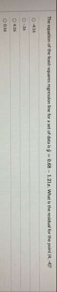 Solved The equation of the least-squares regression line for | Chegg.com