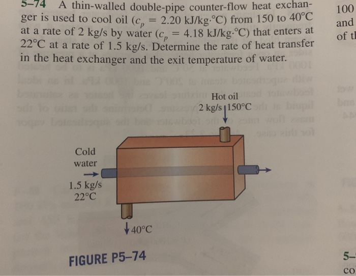 Solved 5-74 A thin-walled double-pipe counter-flow heat exch | Chegg.com