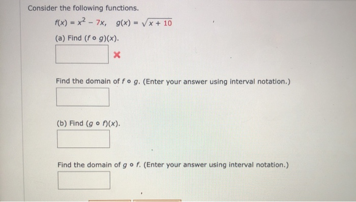 Solved Consider the following functions. f(x) = x2 - 7x, | Chegg.com
