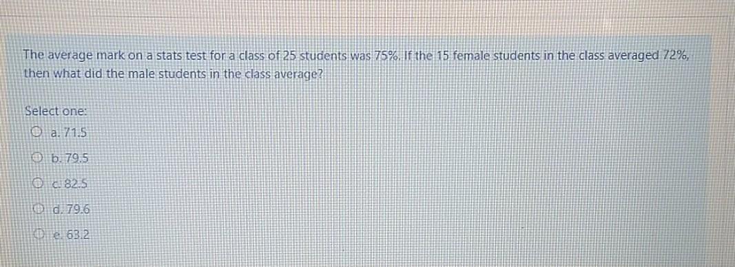 Solved The average mark on a stats test for a class of 25 | Chegg.com