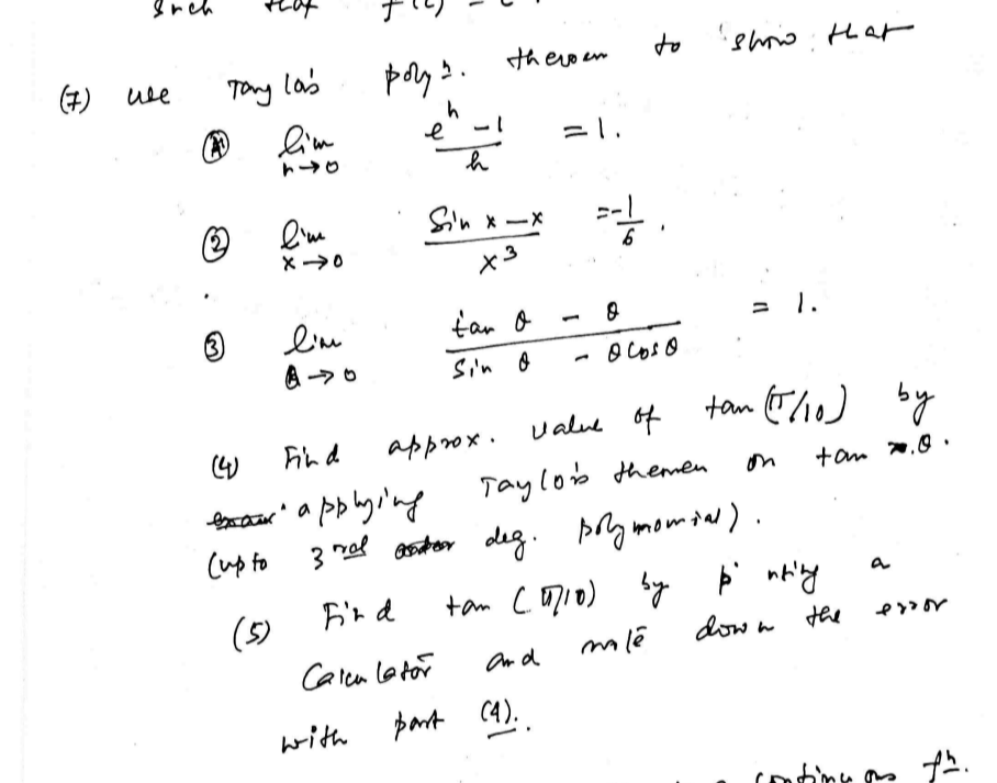 Solved (4) limh→0heh−1=1. (2) limx→0x3sinx−x=6−1. (3) | Chegg.com