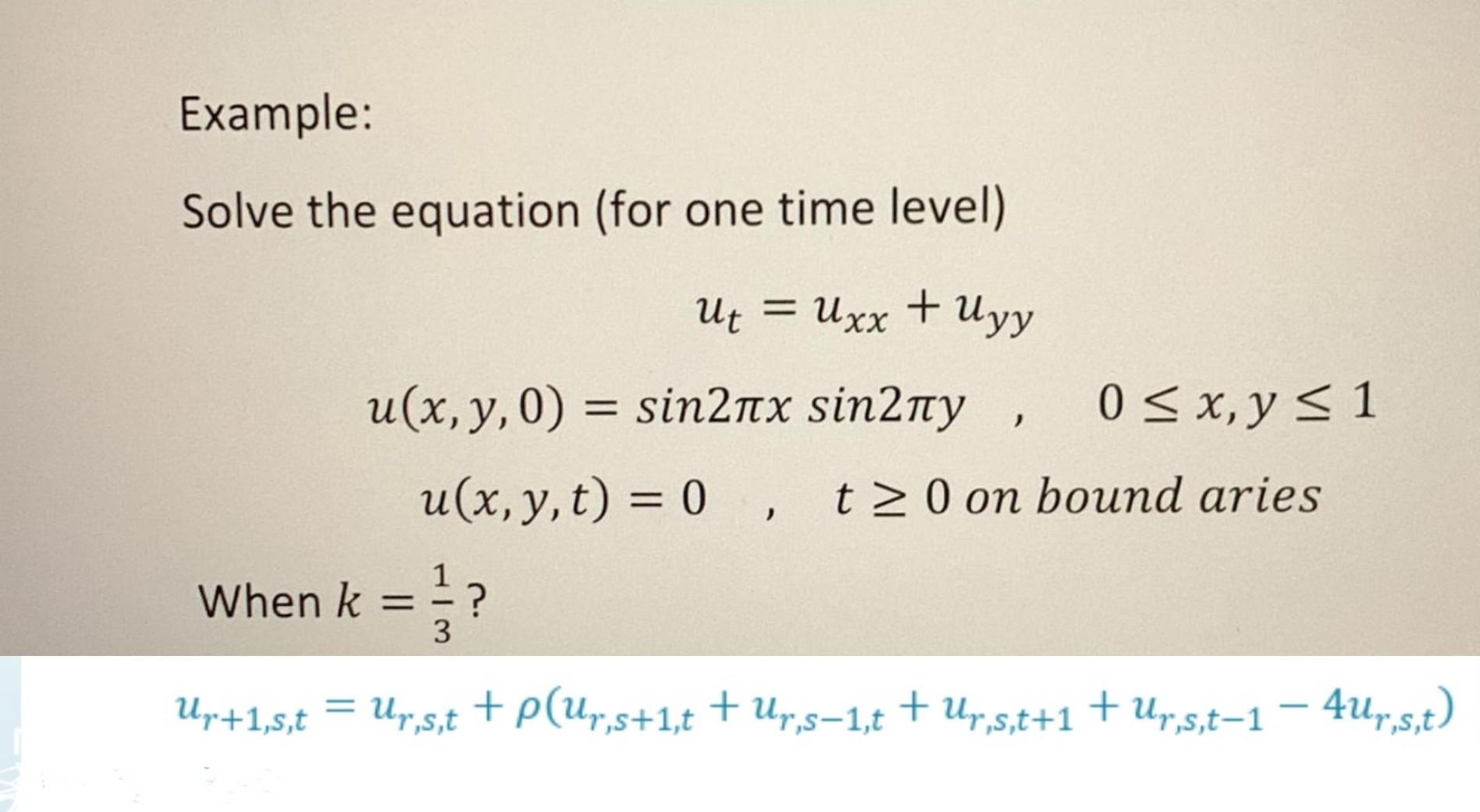 Solved Solve the equation using the Classic Explicit method | Chegg.com