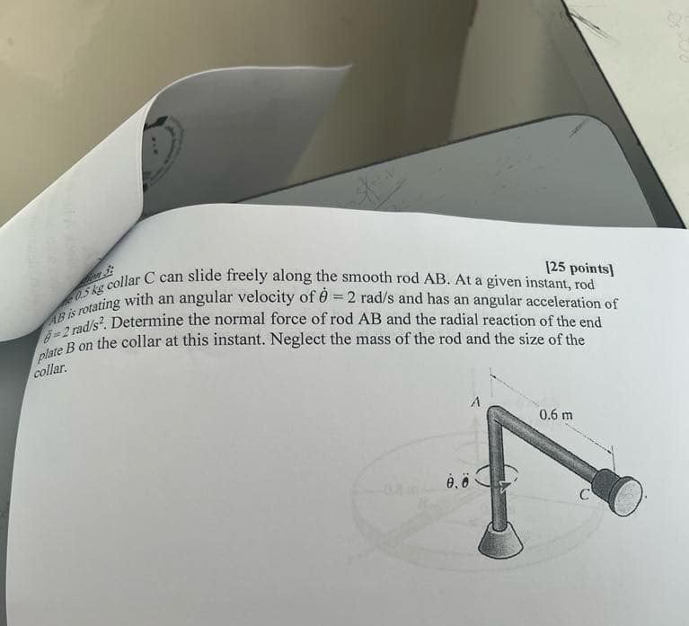 Solved [25 ﻿points]6. 5 ﻿kg collar C can slide freely along | Chegg.com