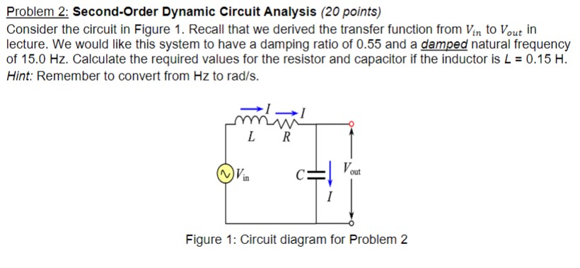 Solved Problem 2: Second-Order Dynamic Circuit Analysis (20 | Chegg.com