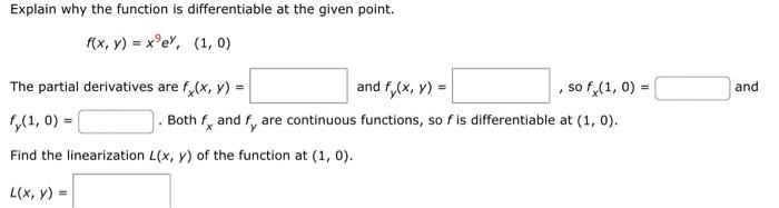 Solved Explain why the function is differentiable at the | Chegg.com