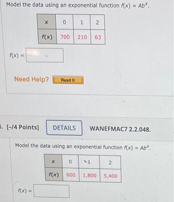 Solved Model the data using an exponential function | Chegg.com