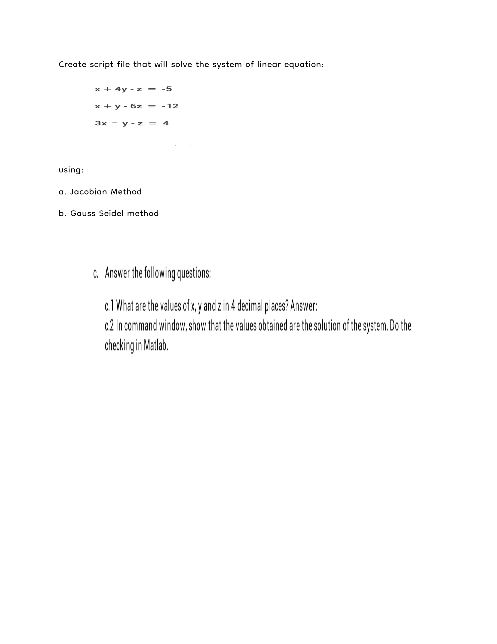Solved miCreate script file that will solve the system of | Chegg.com