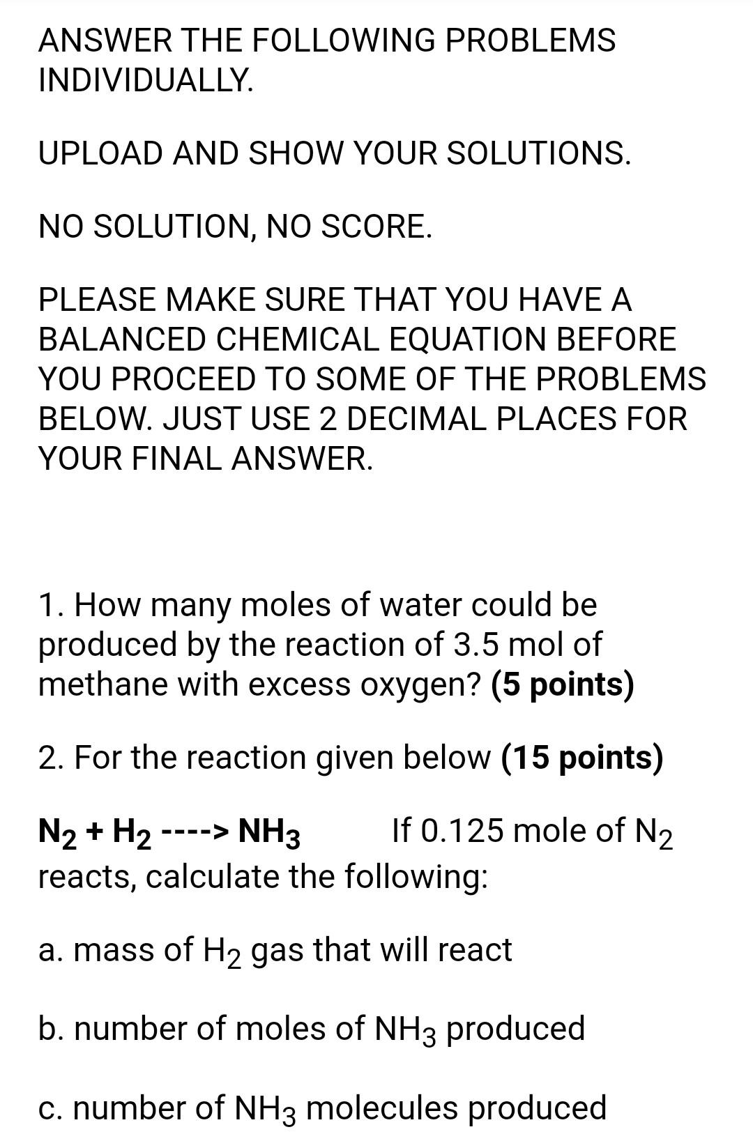 Solved ANSWER THE FOLLOWING PROBLEMS INDIVIDUALLY. UPLOAD | Chegg.com