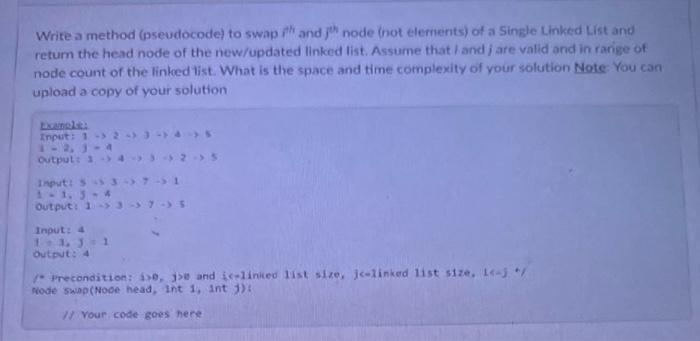 Solved Write A Method Pseudocode To Swap And Node Not 