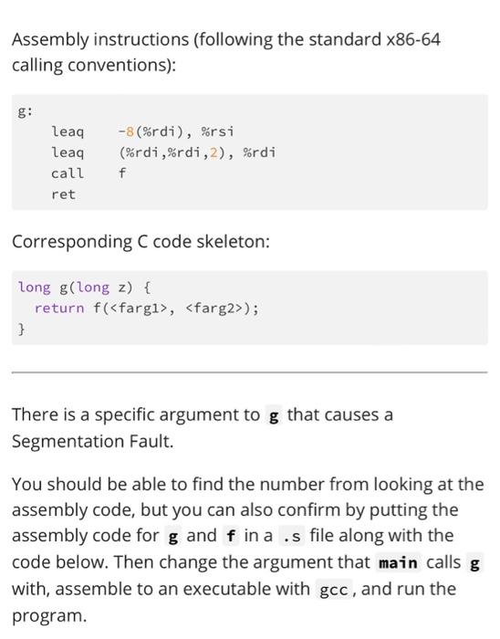 Solved Assembly Instructions Following The Standard X86−64