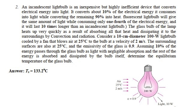Solved An incandescent lightbulb is an inexpensive but | Chegg.com