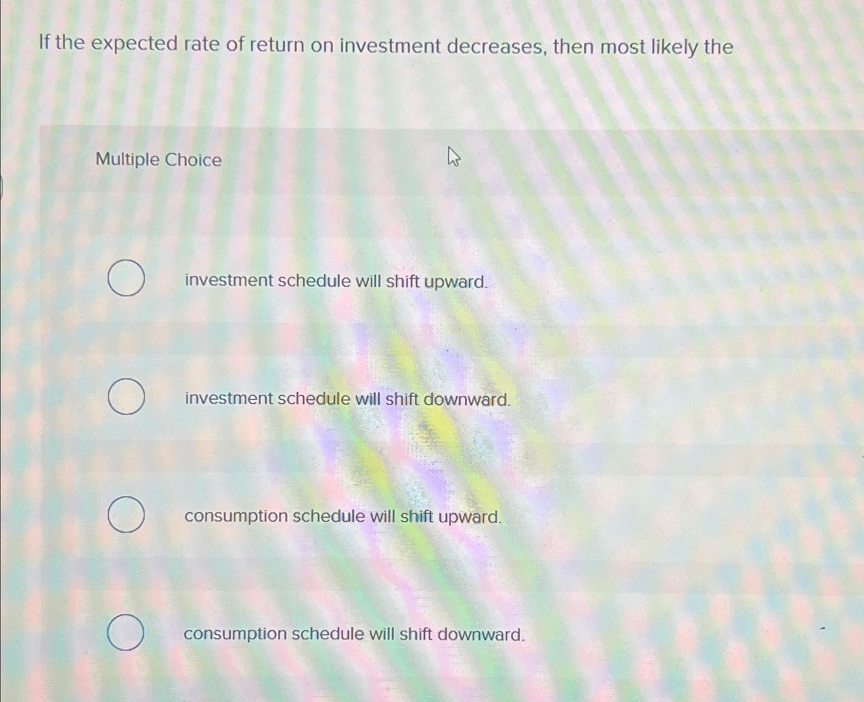 Solved If the expected rate of return on investment | Chegg.com