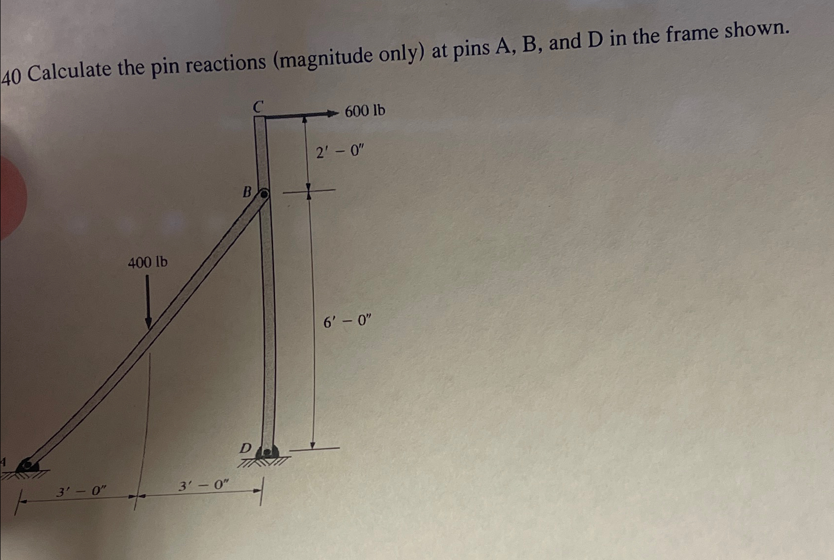 Solved 40 ﻿calculate The Pin Reactions Magnitude Only ﻿at