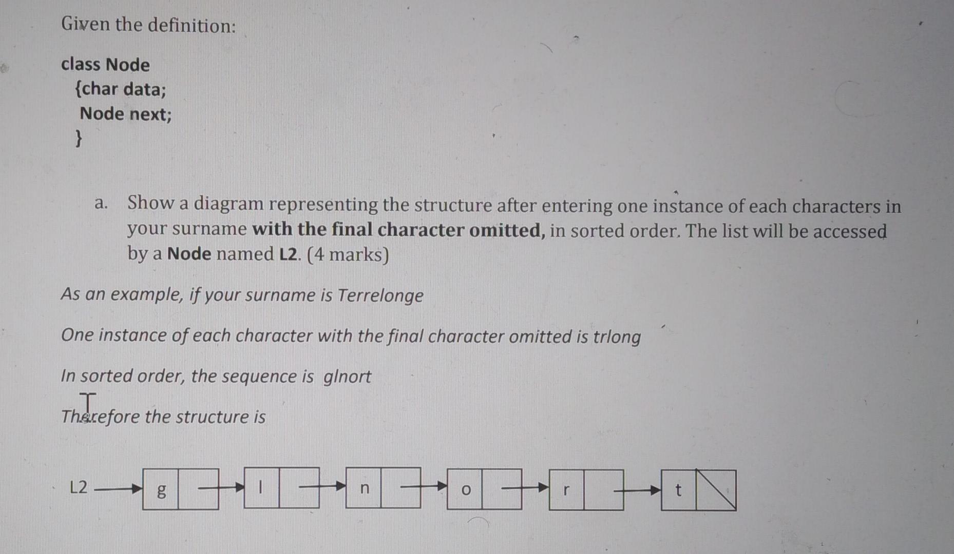 Solved Given the definition: class Node {char data; Node | Chegg.com