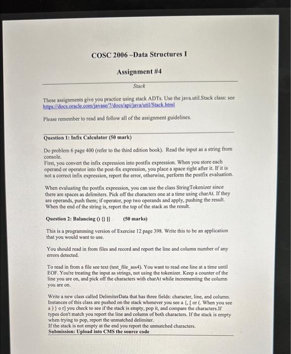 These assignments give you practice using stack ADTs. | Chegg.com