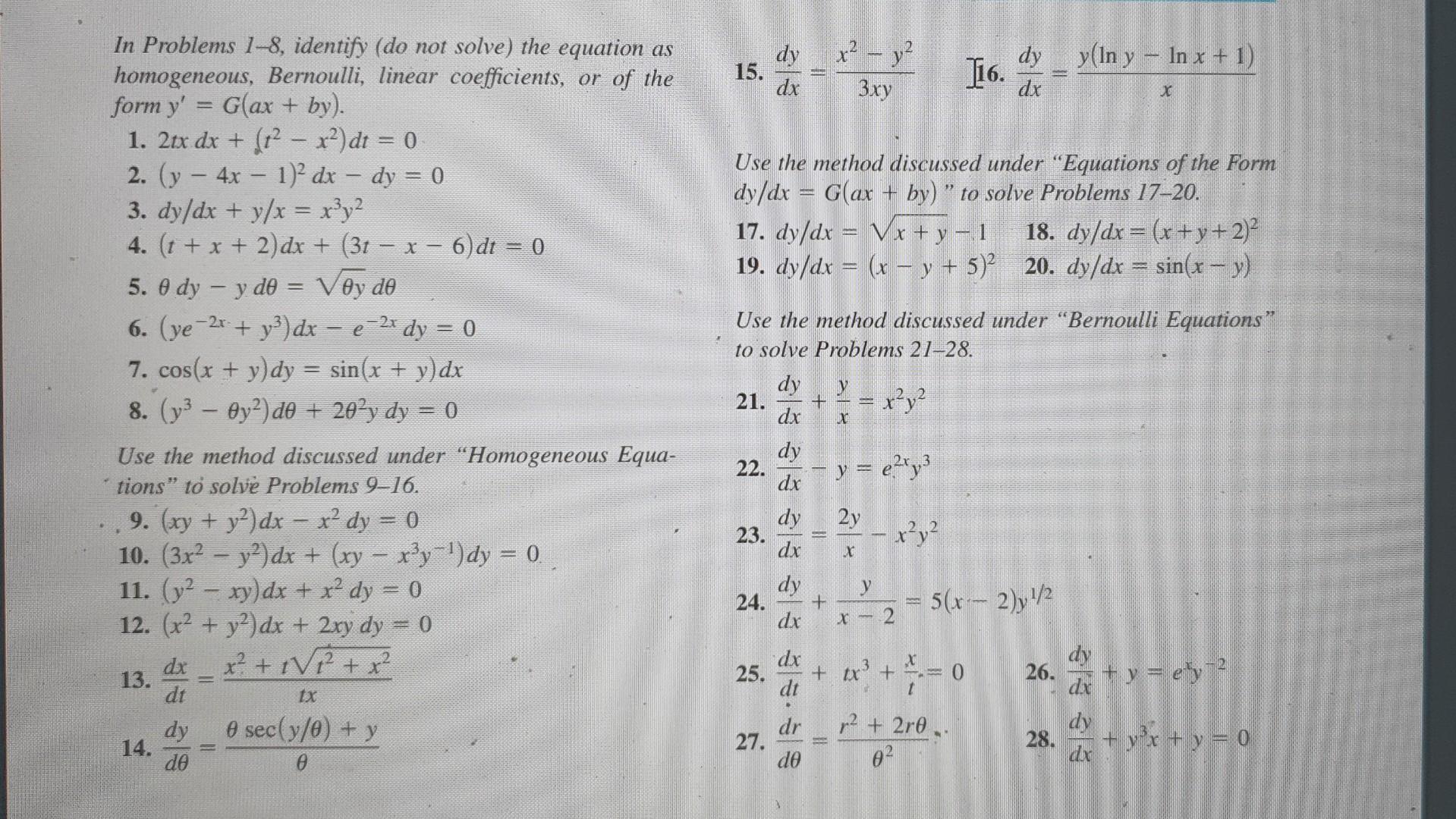 Solved In Problems 1−8, identify (do not solve) the equation | Chegg.com