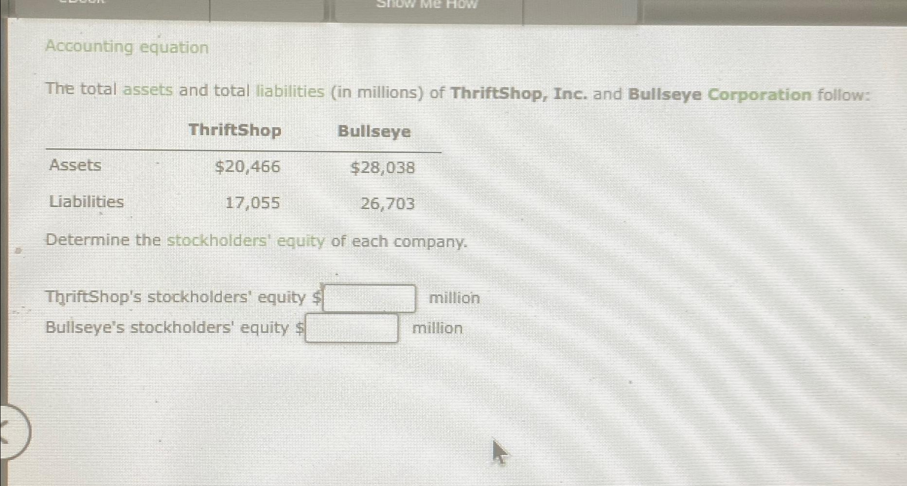Solved Accounting equationThe total assets and total | Chegg.com