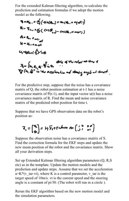 Solved For The Extended Kalman Filtering Algorithm 4252