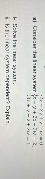 Solved a) ﻿Consider the linear system | Chegg.com