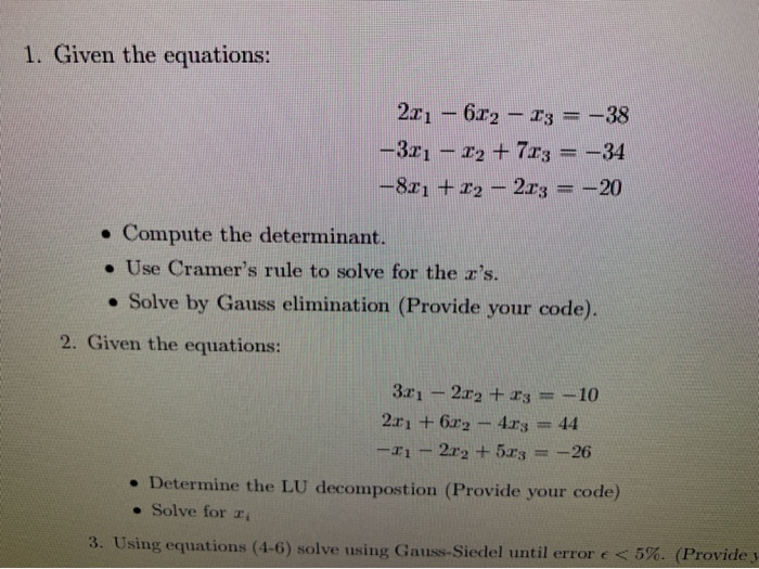 Solved number 1. Can you provide the Pseudo code of Gauss | Chegg.com