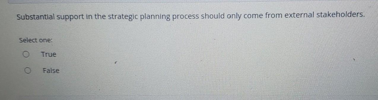 Solved Substantial support in the strategic planning process | Chegg.com