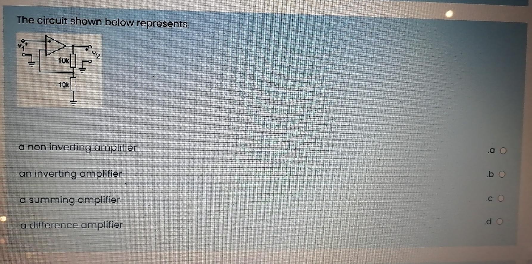 Solved The circuit shown below represents a non inverting | Chegg.com