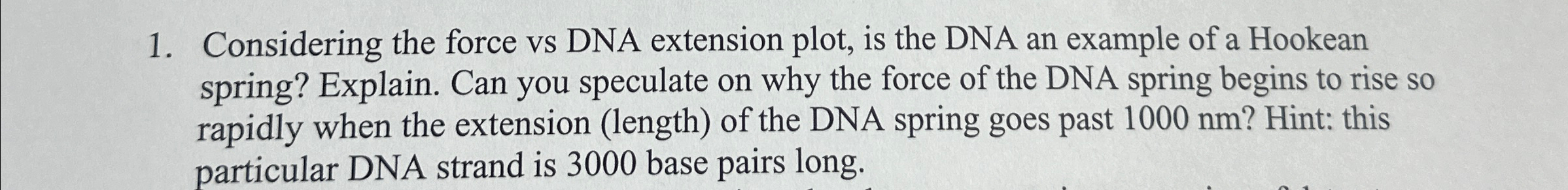 Solved Considering the force vs DNA extension plot, is the | Chegg.com