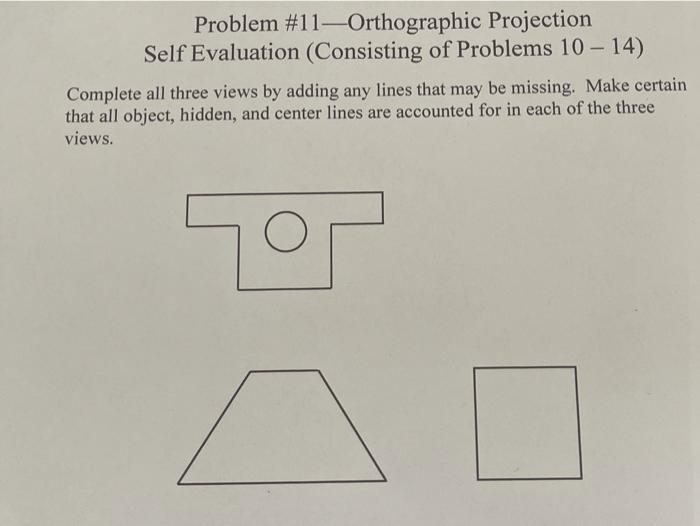 Solved Problem #11–Orthographic Projection Self Evaluation | Chegg.com