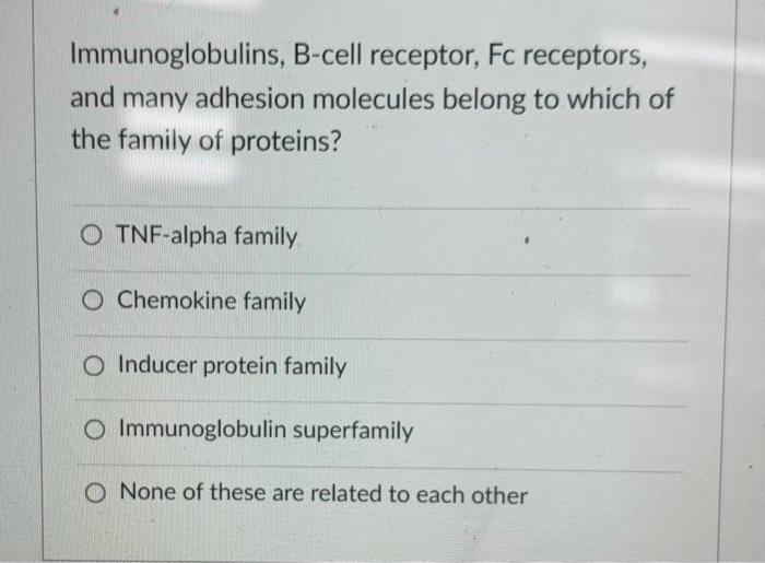Solved Immunoglobulins, B-cell receptor, Fc receptors, and | Chegg.com