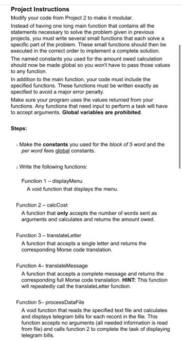 Solved Project Instructions Modify Your Code From Project 2 7794