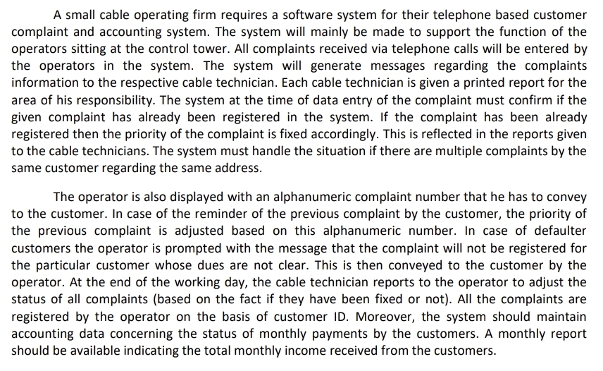 USE classical SE method to design a software Model | Chegg.com