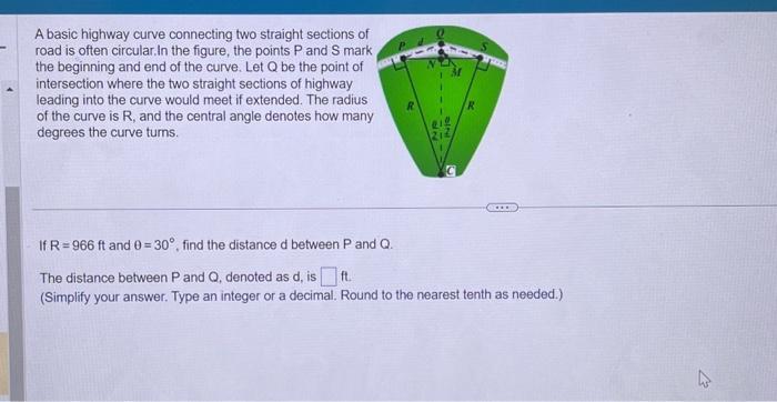 Solved A basic highway curve connecting two straight | Chegg.com