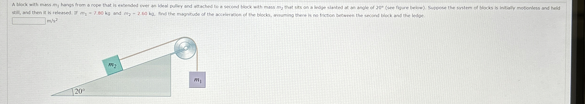 Solved A block with mass m1 ﻿hangs from a rope that is | Chegg.com
