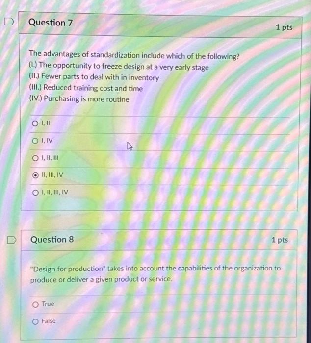 Solved The advantages of standardization include which of | Chegg.com