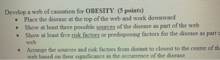 Solved . Develop a web of causation for OBESITY: (5 points) | Chegg.com