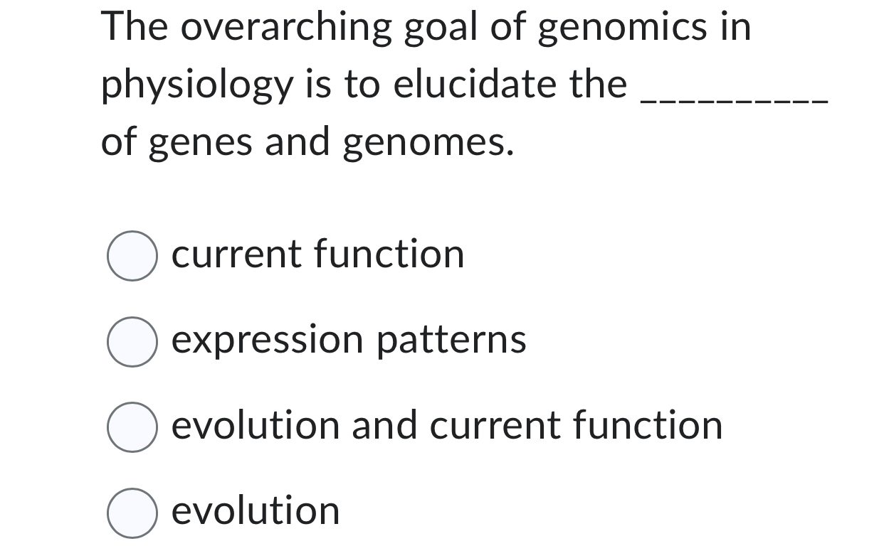 Solved The overarching goal of genomics in physiology is to | Chegg.com