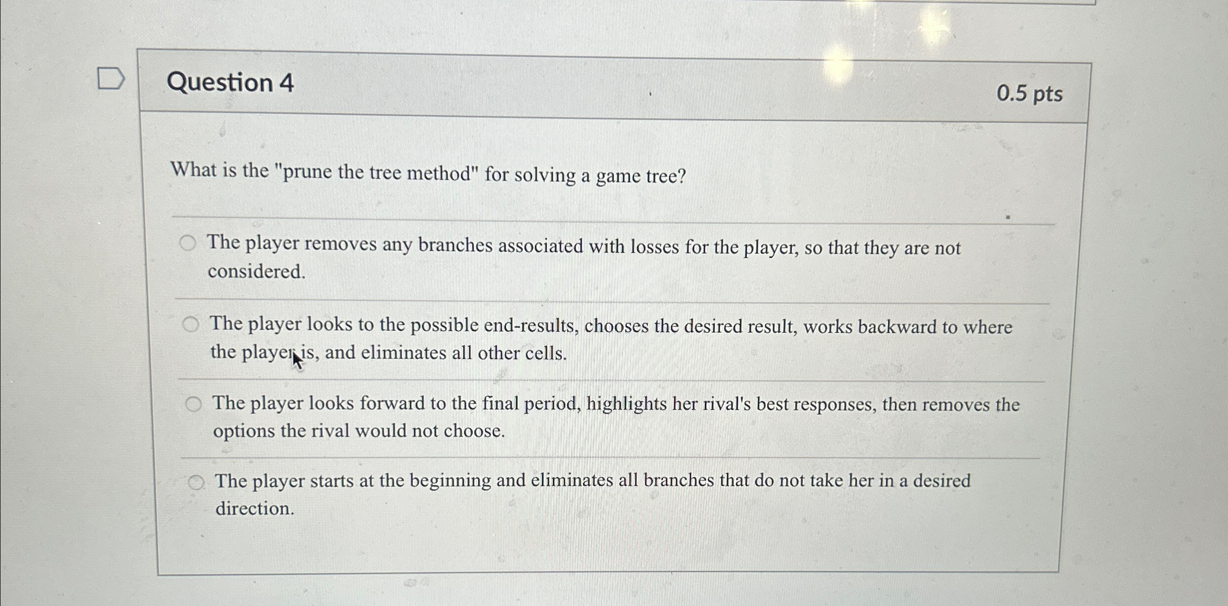 Solved Question 40.5ptsWhat is the "prune the tree method" | Chegg.com