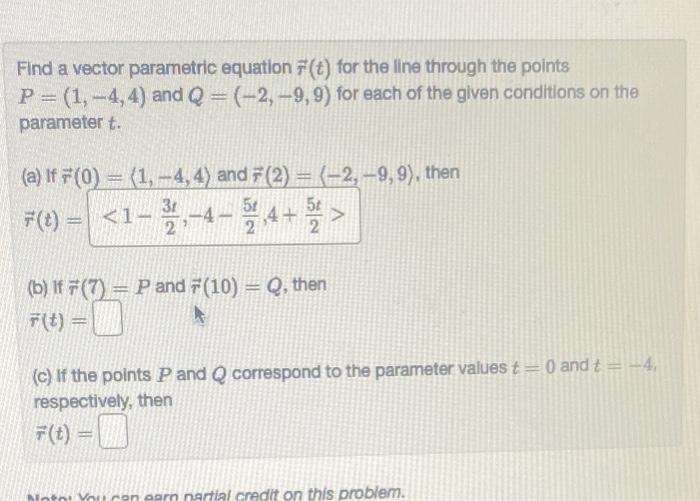 Solved Find a vector parametric equation r(t) for the line | Chegg.com