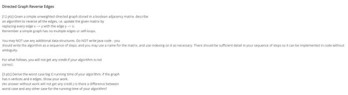 Directed Graph Reverse Edges 2) Greasmpleurweed | Chegg.com
