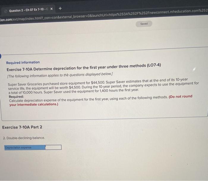 Solved Exercise 7-10A Determine depreciation for the first | Chegg.com